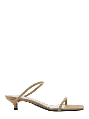 TOTEME Minimalist Suede Sandals Tan