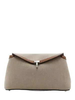 TOTEME T-Lock Flap Clutch Brown