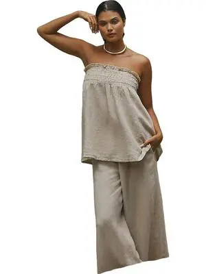 Anthropologie Aubrey Strapless Linen Blend Top - Unbleached