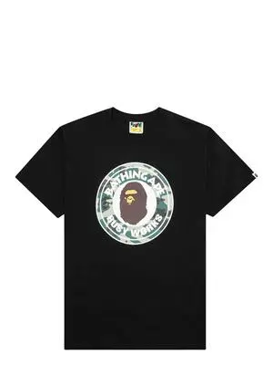 A BATHING APE Woodland Camo Busy Works Tee - Black