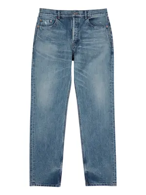 Saint Laurent Distressed Straight-leg Jeans - Blue