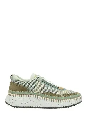 Chloé Chloé Nama Panelled Knitted Sneakers Khaki