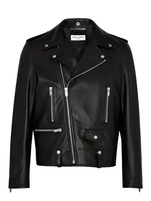 Saint Laurent Leather Biker Jacket - Black