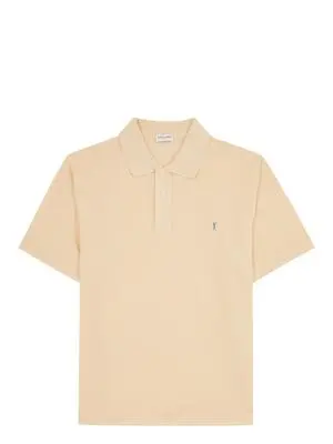 Saint Laurent Logo-embroidered Piqué Cotton-blend Polo Shirt Yellow