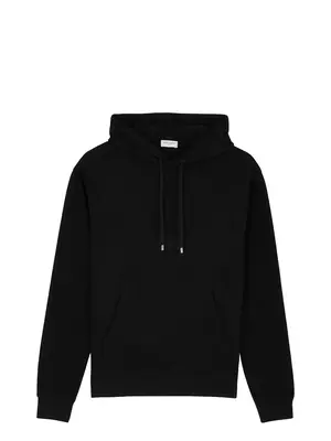 Saint Laurent Logo Hooded Cotton Sweatshirt - Black