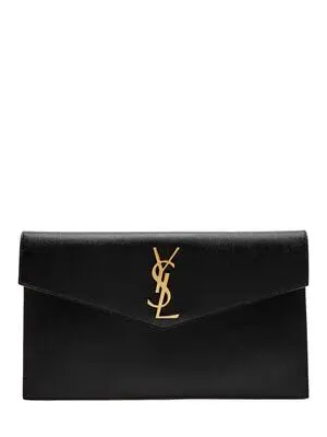 Saint Laurent Uptown Pebbled Leather Pouch - Black
