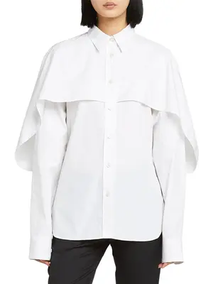 Stella McCartney Stella McCartney Balloon Cape Button-Down Shirt Pure White