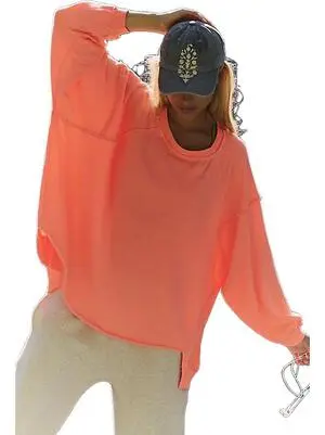 Free People FP Movement One To Beat Pullover Neon Coral