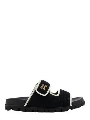 Miu Miu Crocheted Sandals - Black
