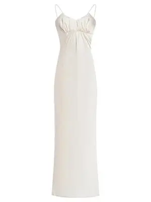 JIL SANDER Gathered Cupro-blend Midi Dress - Ivory