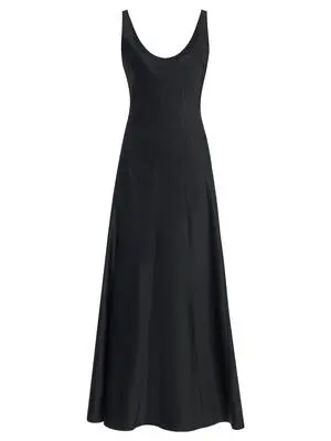 JIL SANDER Scoop Neck Satin Maxi Dress - Black
