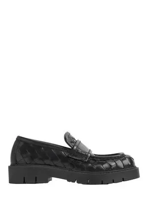 Bottega Veneta Haddock Intrecciato Leather Loafers - Black