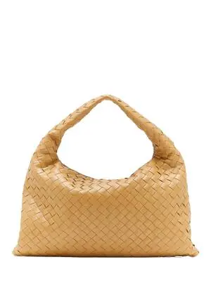 Bottega Veneta Small Hop Intrecciato Leather Hobo Bag Neutral