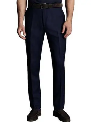 CHARLES TYRWHITT Slim Fit Natural Stretch Birdseye Suit Trouser - Indigo Blue