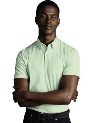CHARLES TYRWHITT Plain Short Sleeve Jersey Polo - Light Green