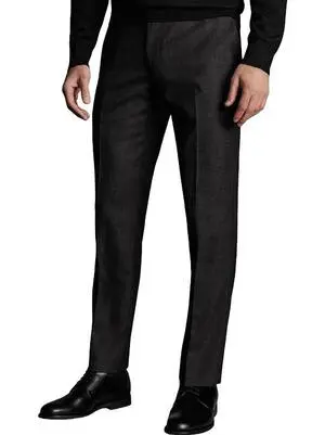 CHARLES TYRWHITT Slim Fit Super 120s Merino Wool Suit Trousers - Charcoal Grey