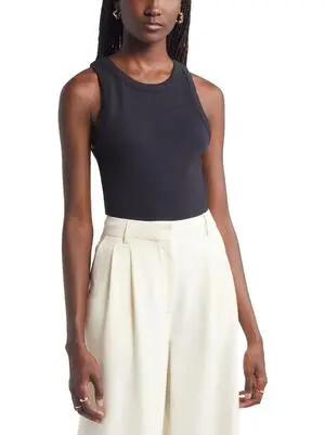 Nordstrom Everyday Cotton Rib Tank - Black