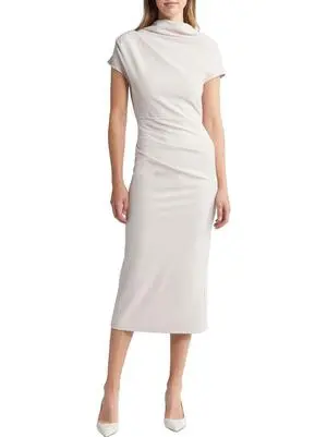 NIKKI LUND Kathleen Midi Sheath Dress - Beige