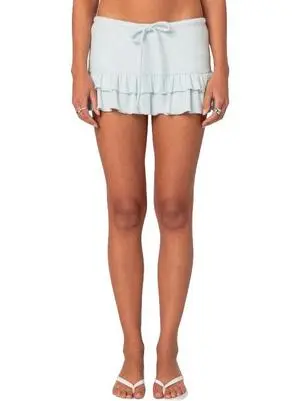 EDIKTED Delia Ruffle Terry Cloth Skort - Light-blue