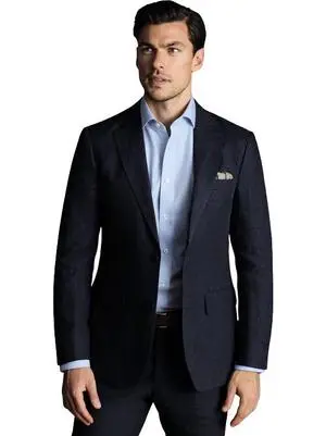 CHARLES TYRWHITT Linen Slim Fit Jacket - Dark Navy
