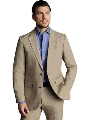 CHARLES TYRWHITT Linen Slim Fit Jacket - Taupe