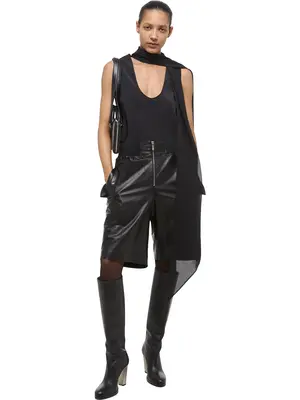 Helmut Lang Leather Bomber Shorts - Black