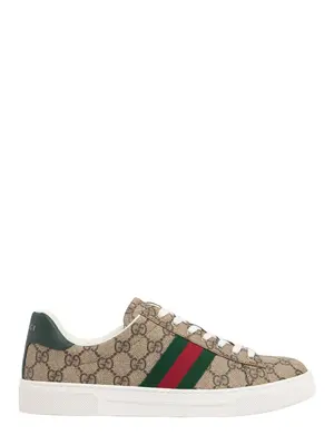 Gucci 30mm Gucci Ace Canvas Trainer Sneakers Ebony,green