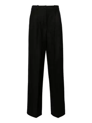 BOSS Pleat-detailed Virgin Wool Trousers - Black
