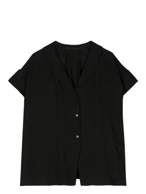 FORME D'EXPRESSION Shawl-collar Linen Shirt - Black