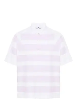 Stone Island Striped Cotton Polo Shirt - White
