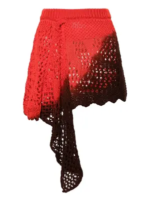 Attico Ombré Open-knit Miniskirt - Red