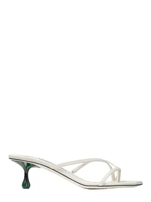 JIMMY CHOO 50mm Etana Leather Mules - White