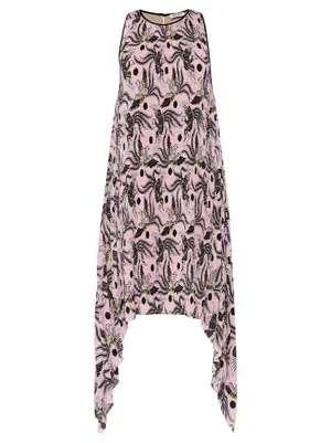 Kenzo Bird-print Plissé Midi Dress - Pink