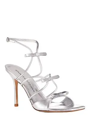 STUART WEITZMAN Tully 100 Bow Strappy Sandals - Silver