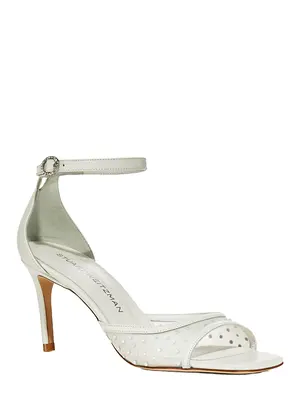 STUART WEITZMAN Nudista 75 Ankle Strap High Heel Sandals - White/frosted White/cream
