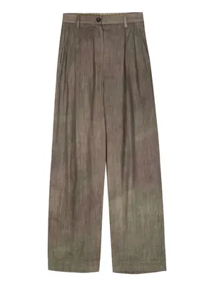 ZIGGY CHEN Dyed Wide-leg Trousers - Neutrals