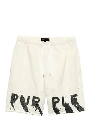 PURPLE BRAND Logo-print Cotton Shorts - White