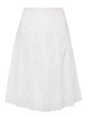 Giambattista Valli Pleated Lace Skirt - White