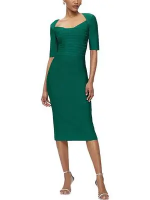 Herve Leger Caroline Bodycon Midi Dress - Forest