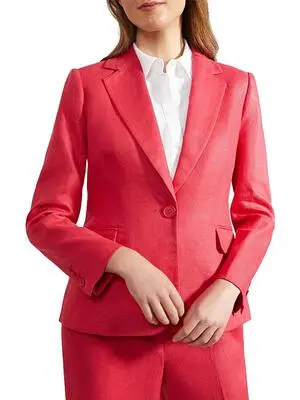 HOBBS LONDON Mirabel Linen Single Breasted Jacket - Raspberry