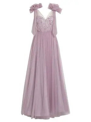 Badgley Mischka Embellished Tulle Gown - Lilac