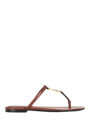 Saint Laurent Cassandra Flat Sandal - Aesthetic Brown