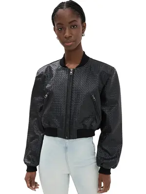 Lioness Allure Woven Bomber Jacket - Onyx