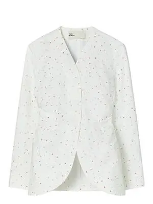 Tory Burch Printed Poplin Jacket - White Pigment Ditsy