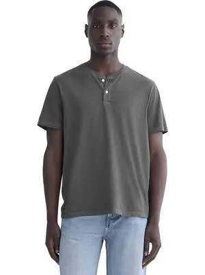 Everlane Essential Organic Garment-dyed Tshirt Henley Tshirt - Black