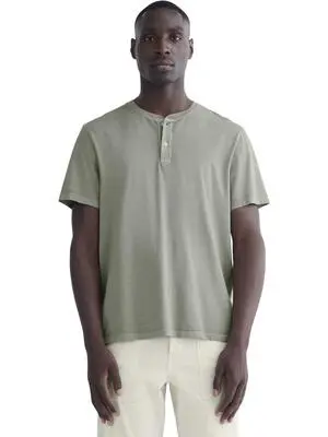 Everlane Essential Organic Garment-dyed Tshirt Henley Tshirt - Seagrass