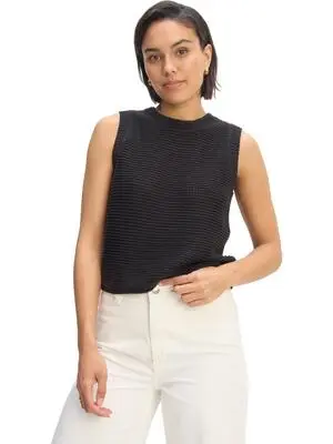 Everlane Organic Cotton Open-Stitch Tank Top Sweater Black
