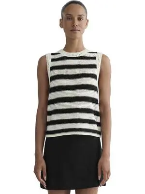 Everlane Organic Cotton Open-stitch Tank Top - Canvas / Black