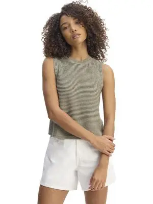 Everlane Organic Cotton Open-Stitch Tank Top Sweater Sage Green