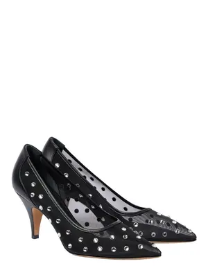 Khaite River Embellished Leather-trimmed Pumps - Black